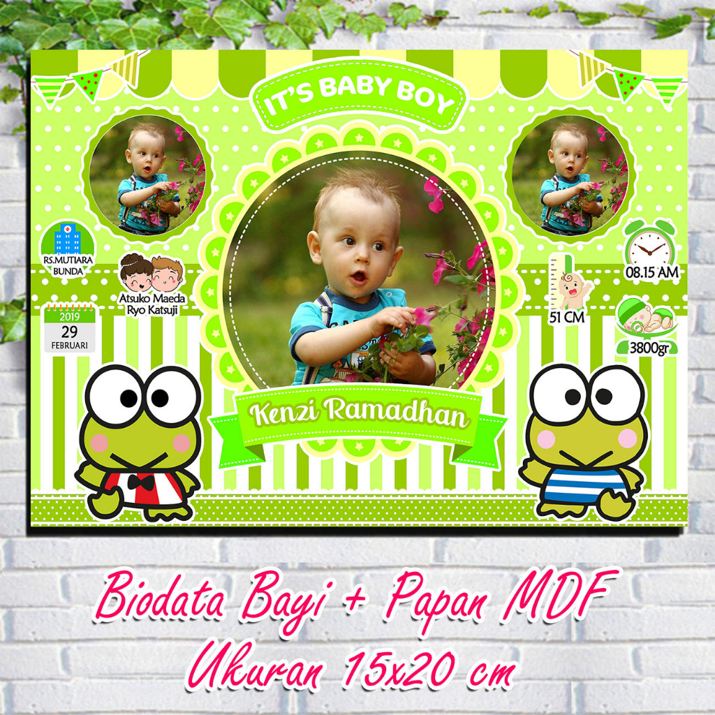BABY BIODATA + MDF BOARD Size 6R 15X20 CM CARTOON THEME | Shopee ...