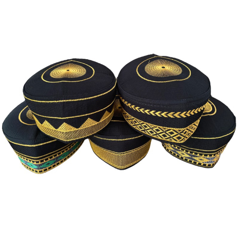 HITAM Malaysian Bugis Motif Black Skullcap / Embroidered Bugis Hajj ...