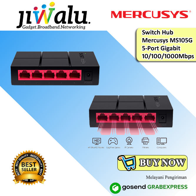 Switch Hub Mercusys MS105G 5-Port Gigabit 10/100/1000Mbps | Shopee ...