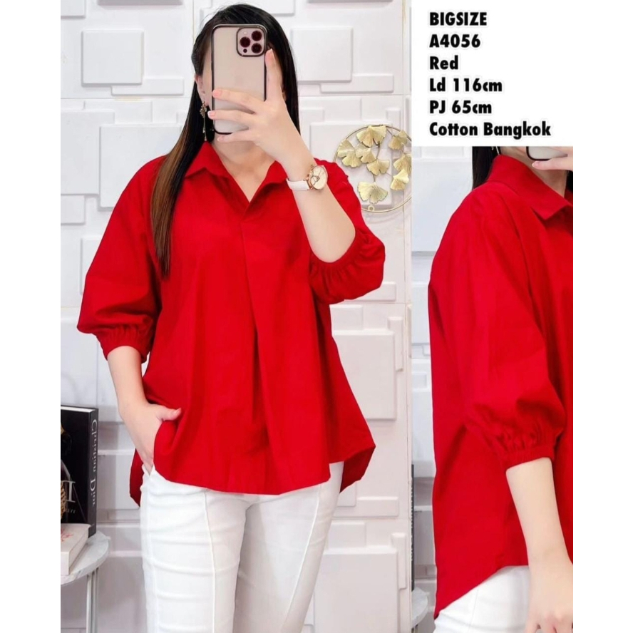 KATUN MERAH Mamabebe' special cotton blouse Red and White A4056/6609 ...