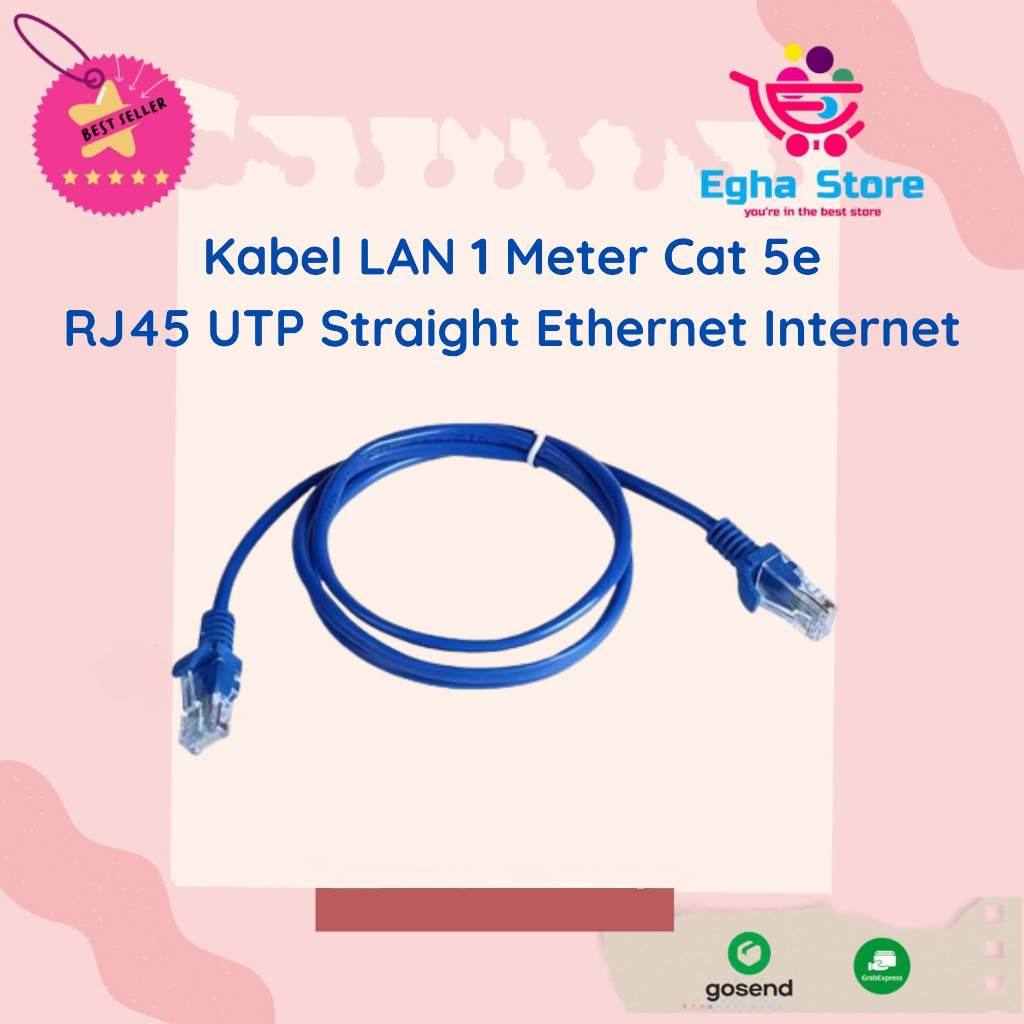Lan Cable 1 Meter Cat 5E RJ45 UTP Direct Ready to Use Cable Ethernet ...