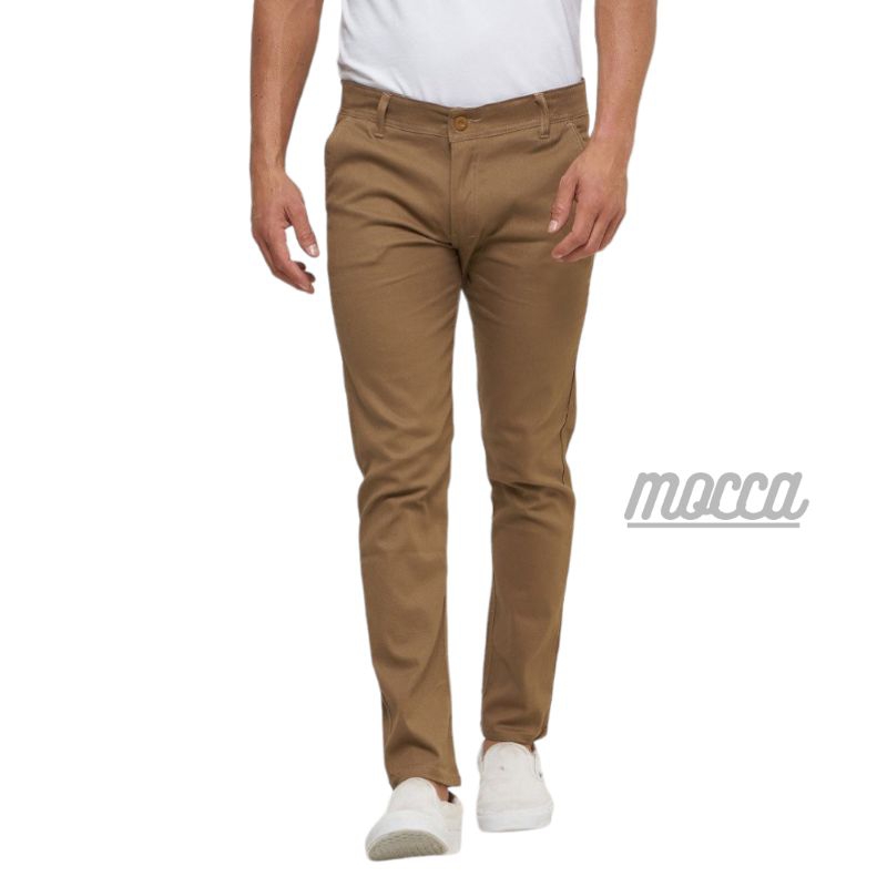 Men's Chino Pants Slim Fit Stretch Brown Chinos Mocca Slimfit Basic ...