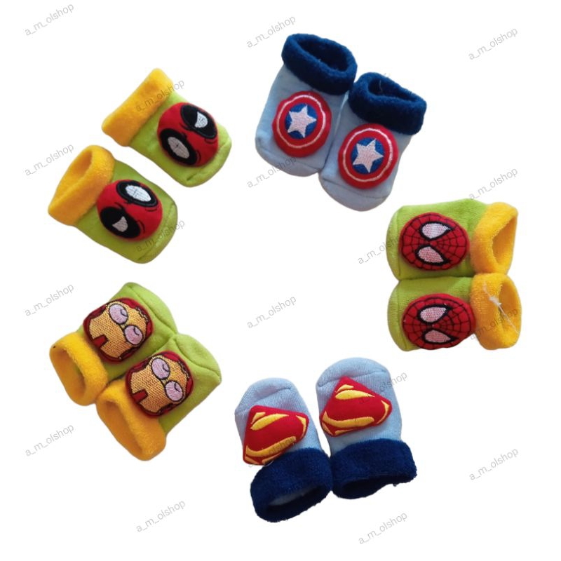 Superhero Print Baby Socks With Spiderman Characters Superman Iron Man ...