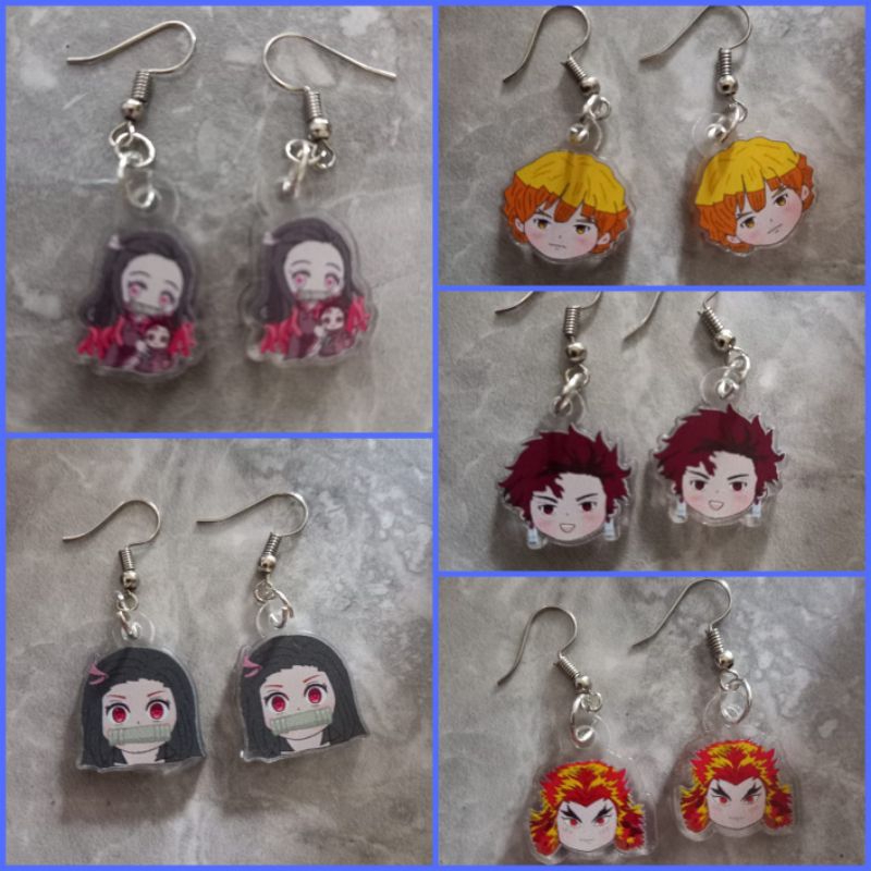 Nezuko kimetsu no yaiba earrings acrylic demon slayer earrings ear ...