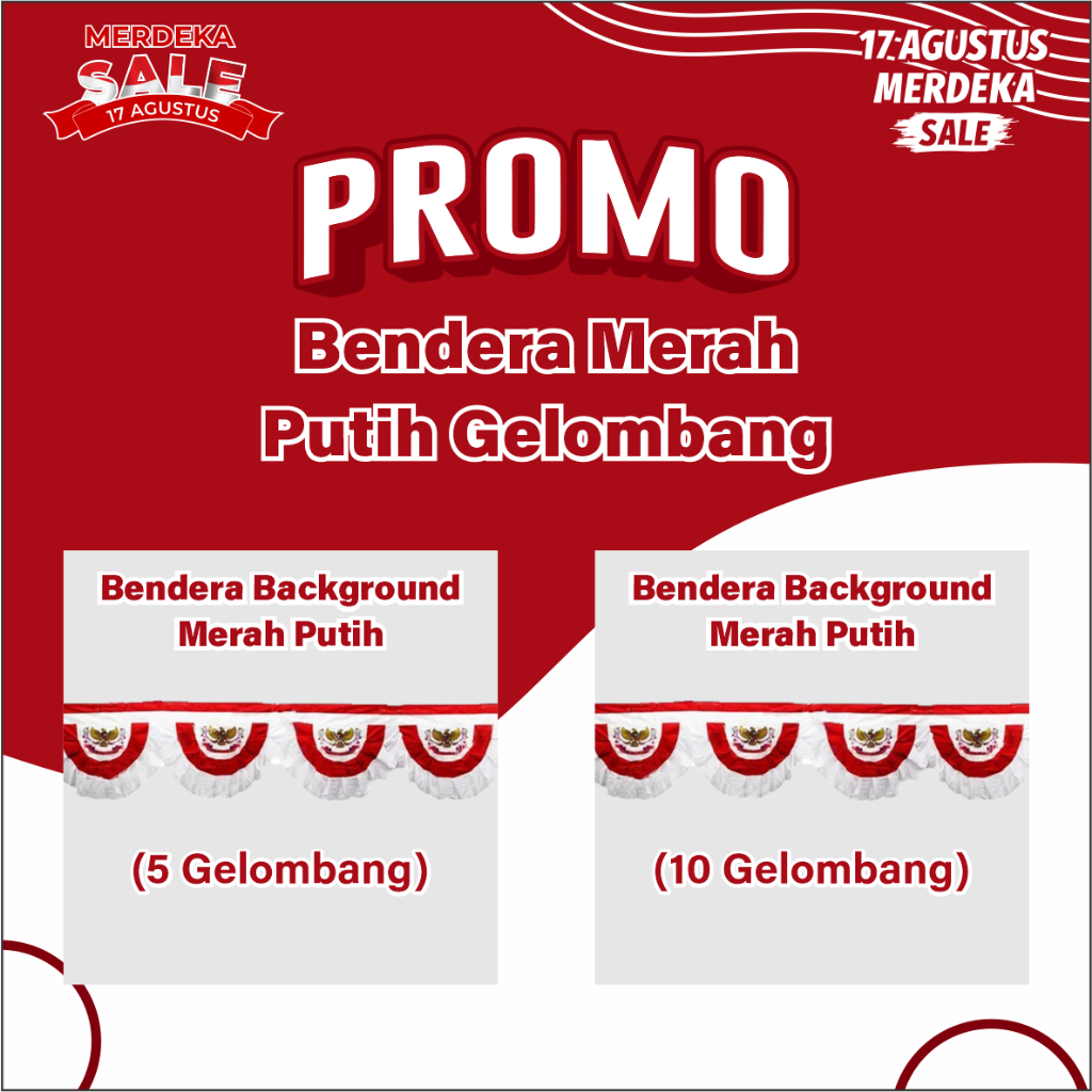 MERAH PUTIH Red and White Garuda Beground Flag 5 and 10 Waves 360cm x ...
