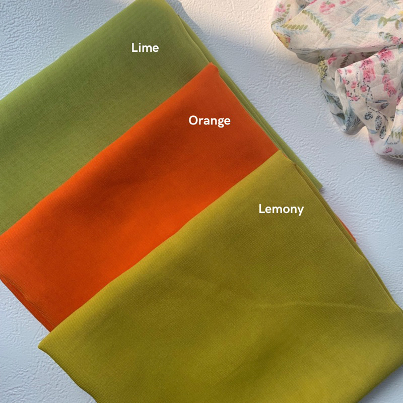 (Orange/Orange) Hijab Antem Hijab Square (Orange Hijab, Orange, Lime ...