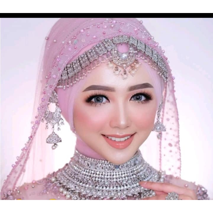 Slayer Veil Pearl Modern Bridal Latest Muslimah Hijab Set Luxury ...