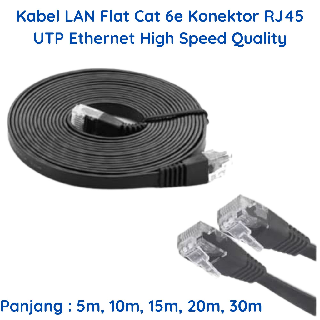 Lan Cable 5m 10m 15m 30m Cat 6e RJ45 1000 Mbps Flat UTP Gigabit ...