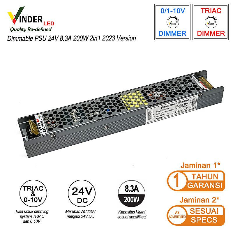 Vinder 2IN1 Dimmable Switching Power Supply 24V DC 8A 8 Ampere TRIAC ...