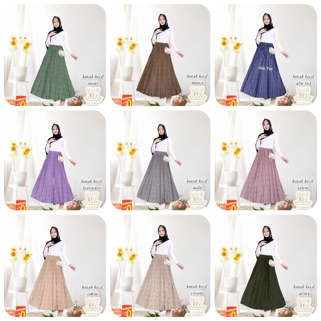 Fn SMALL SQUARE PLISKET SKIRT PREMIUM HYGET MATERIAL LILY FIT TO ...