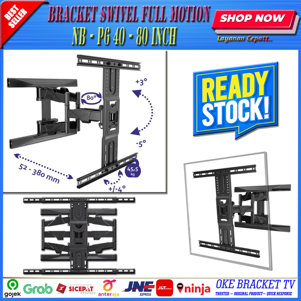 Nb P6 Swivel Tv Bracket 75 70 65 60 55 50 45 inch | Shopee Philippines