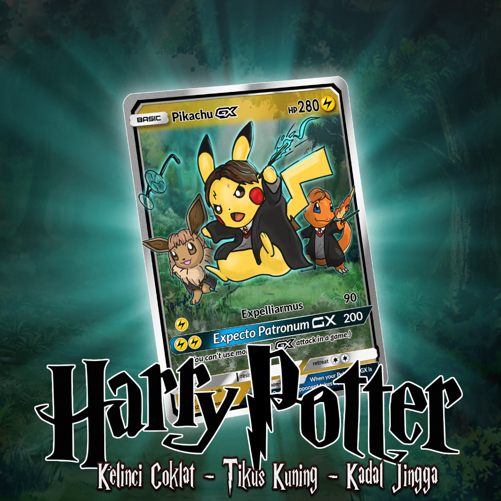 Pokemon TCG HOLOGRAM Card ENGLISH VERSION (GX) - HARRY POTTER PIKACHU ...