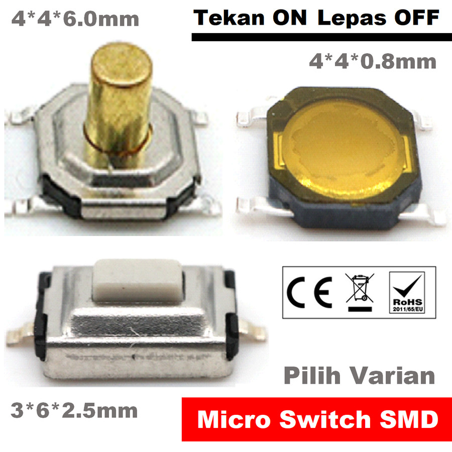 Smd Micro Tactile Momentary Push Button Switch Mini Push On Switch ...