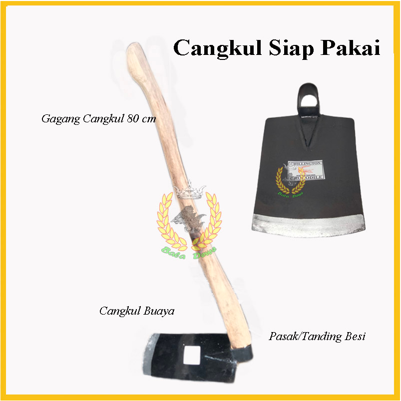 LOKAL KAYU Ready To Use Local Hoe Hoe Crocodile Cap+Wooden Handle ...