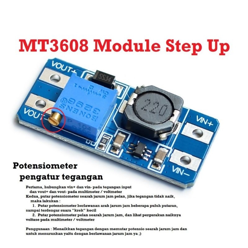 MT3608 Buck Converter Module Step Up DC to DC 2A Voltage Increaser ...