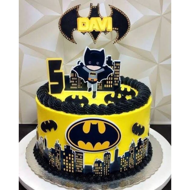 Free NAME Batman theme cake Topper / birthday cake decoration | Shopee ...