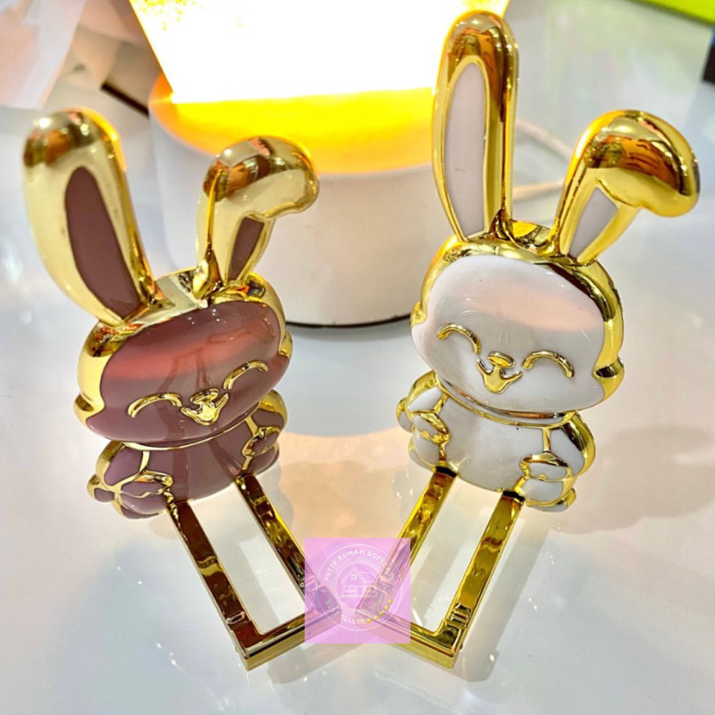Pop SOCKET STANDING PHONE RABBIT WHITE BLACKCURRENT ALL TYPE | Shopee ...