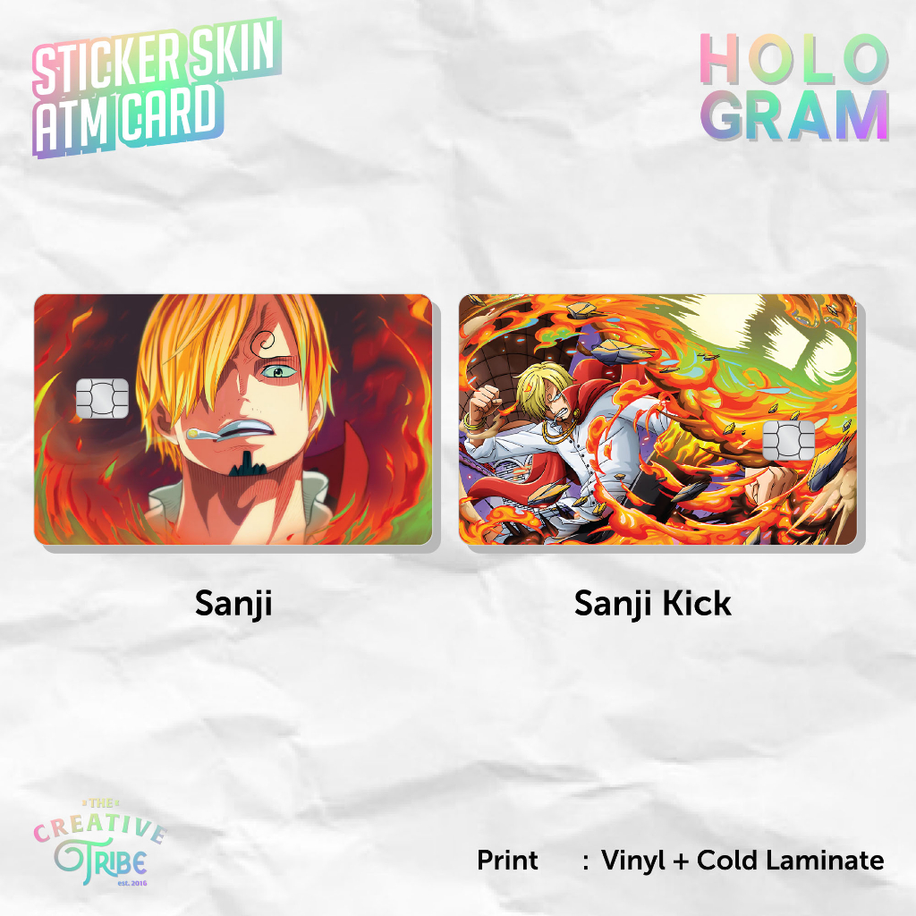 Sanji HOLOGRAM Skin Card Sticker - Vinyl ATM Debit Credit Emoney Flazz ...