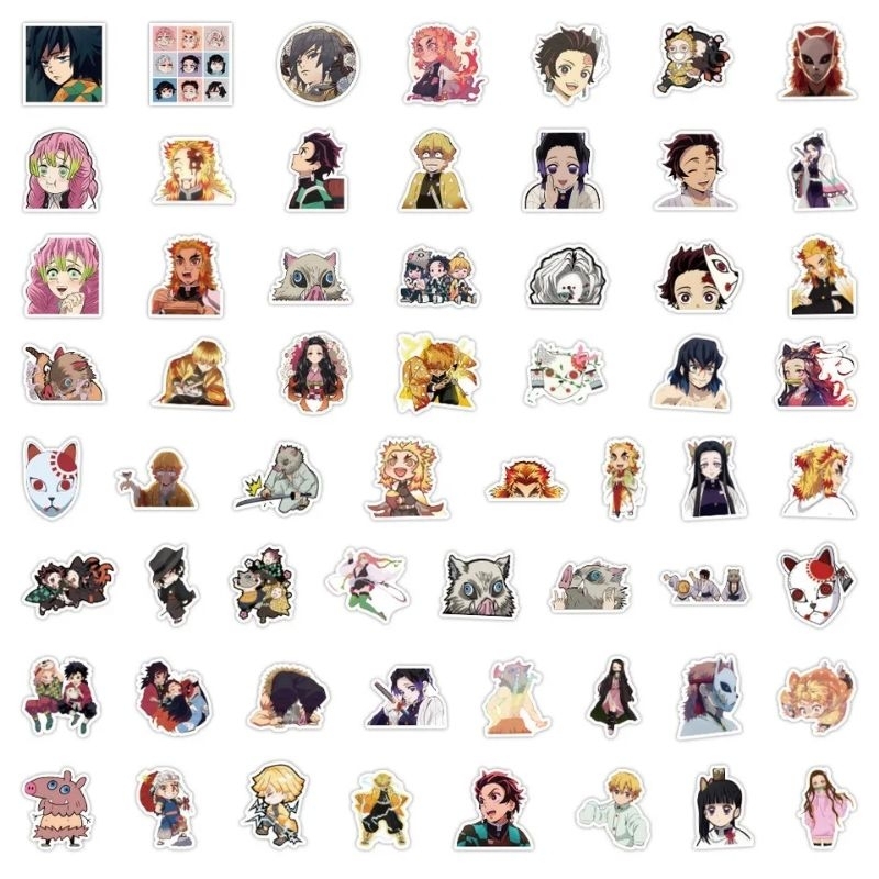 60pcs demon slayer kimetsu no yaiba anime Cartoon Stickers Waterproof ...