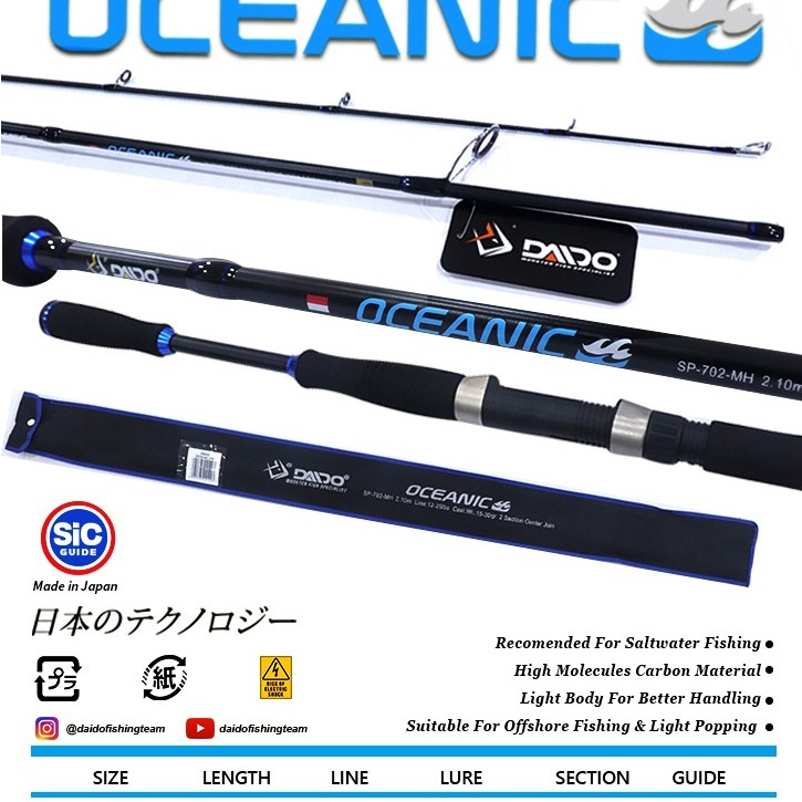 Daido oceanic line 12-25 lbs wt 15-30 gr carbon hollow | Shopee Philippines