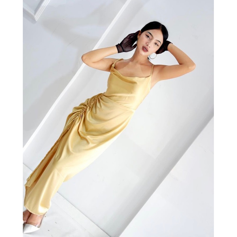 Northeast BALI | Hadid SATIN MAXI BACKLESS DRESS | Long Shiny SLIT ...