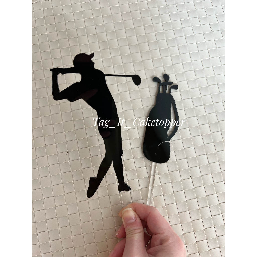 KAYU Player Cake Topper & Golf Bag Birthday Cake Pick Decoration Golfer ...