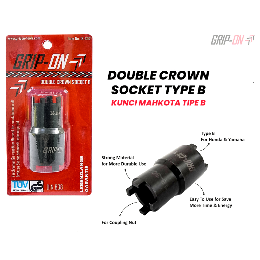 GRIP ON Crown Key TYPE B / Double Crown Socket / Key Nut Bolt Clutch ...