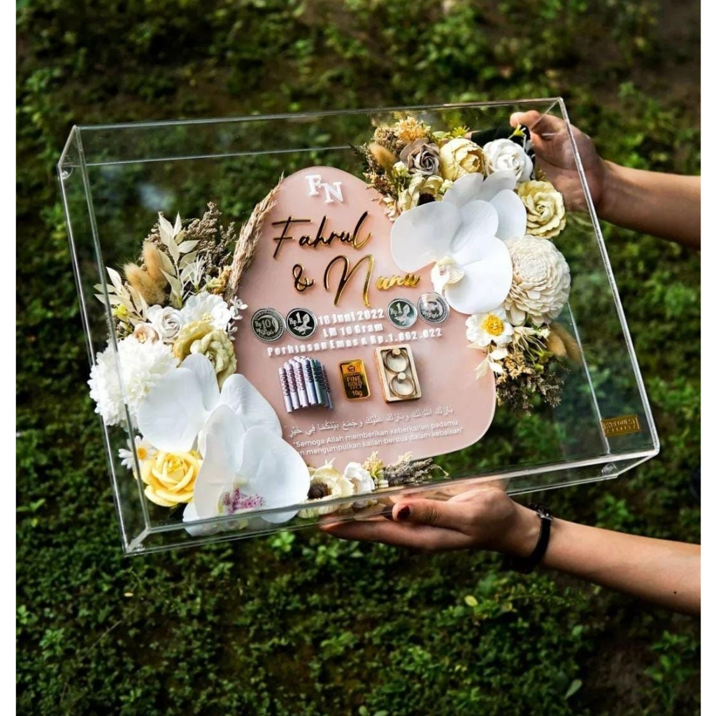 Custom Acrylic Box Sliding Acrylic Dowry Frame 30 x 30 x 6 cm | Shopee ...