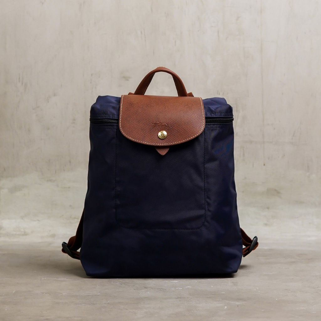 Longchamp BROWN NAVY BACKPACK - 30X24X10CM 100% ORIGINAL | Shopee ...
