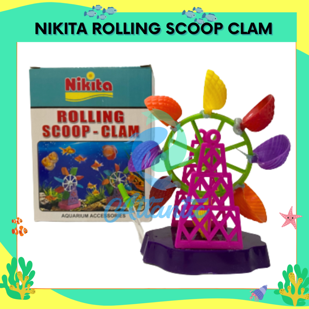 Nikita Rolling Scoop Clam Water Wheel Aquarium Shell Decoration ...