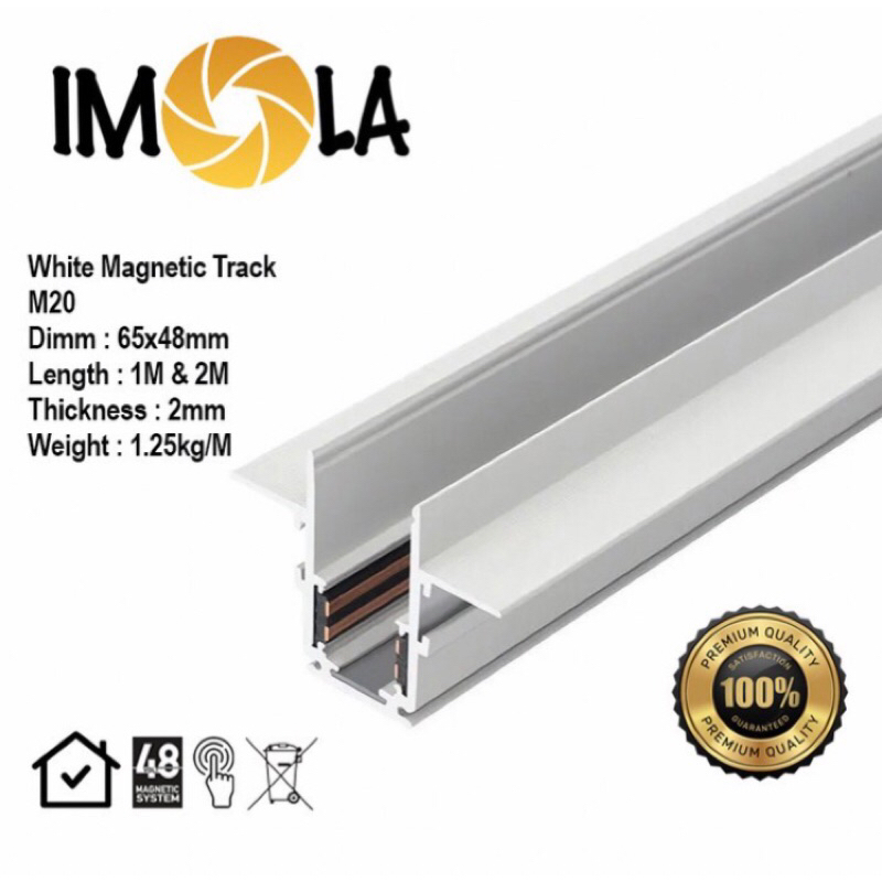 PUTIH Track rail 2 meter magnetic system light/imola white magnetic ...