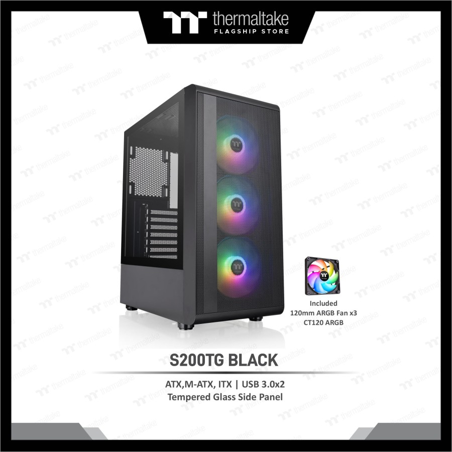 HITAM Pc Case Thermaltake View 200 TG ARGB Mid Tower Chassis CA-1X3 ...