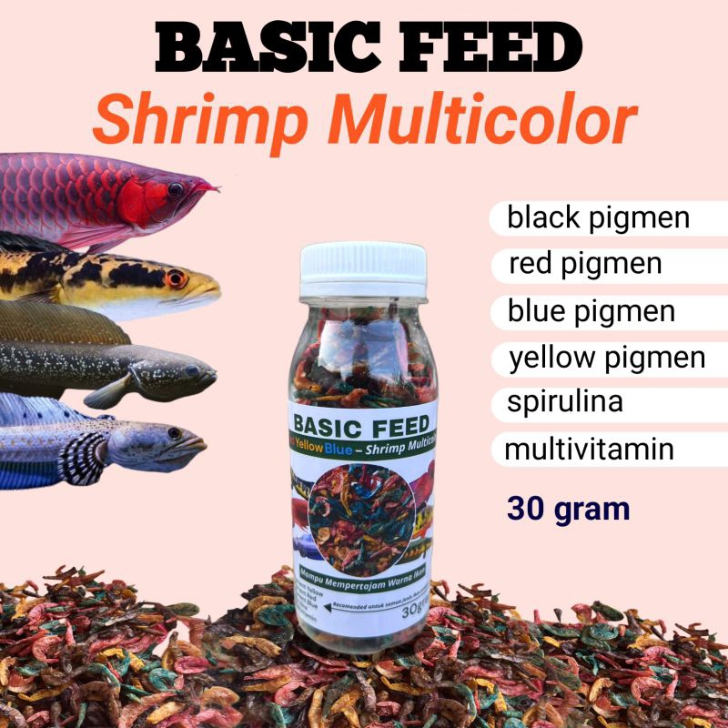 Shrimp multicolor Variant mix red yellow blue black 30gram Fish Feed ...