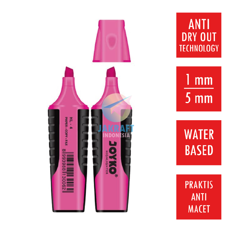 MERAH STABILO (1 Pcs) JOYKO HL-4 Marker Highlighter Highlighter Pink ...
