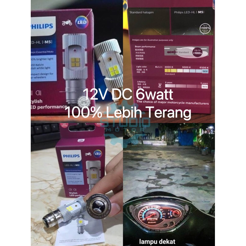 CAHAYA PUTIH Philips Single Foot White Light Led Headlight Bulb 12V Dc ...