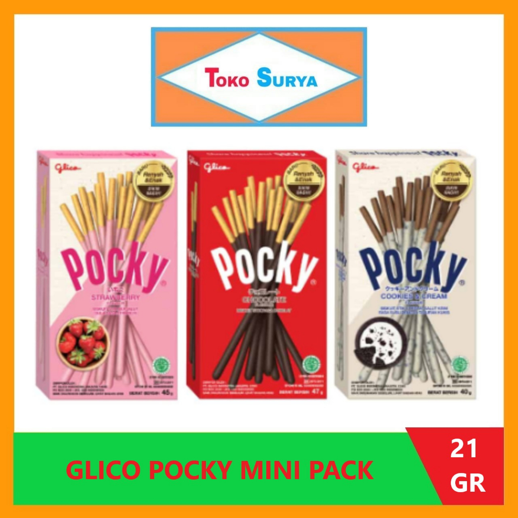 Glico Pocky Mini Pack Chocolate/Strawberry/Cookies&Cream 21 Gr (Pcs ...