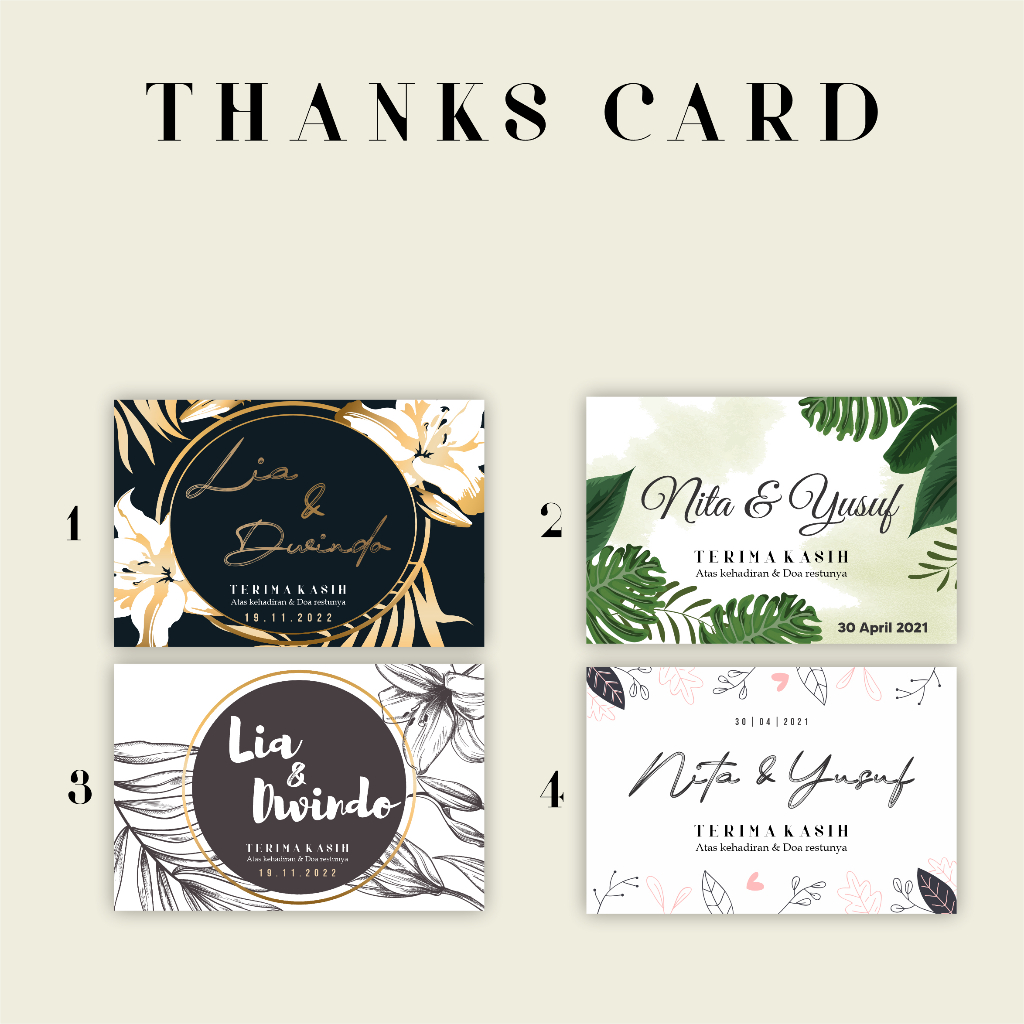 Thanks Card Souvenir Greeting Card [MIN. ORDER 50 PCS] | Shopee Philippines