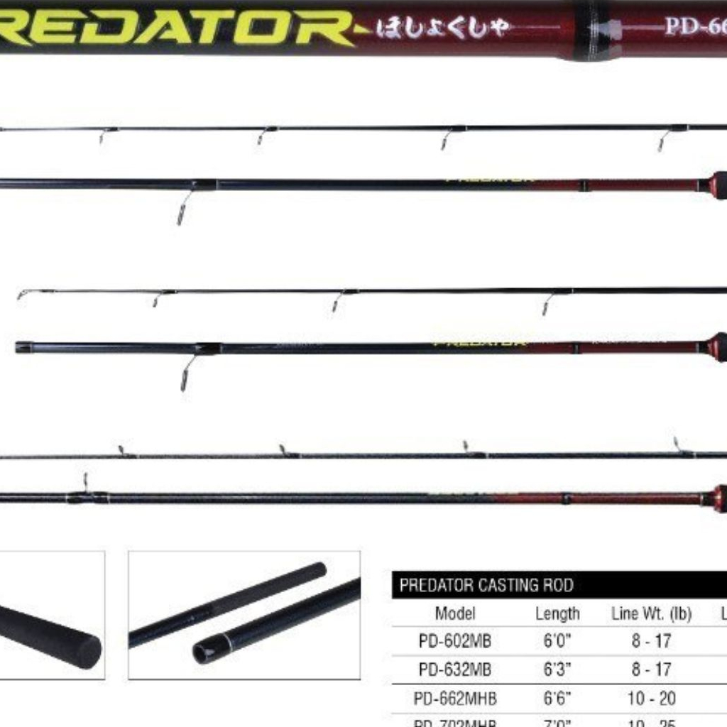 Bc Seahawk Predator Fishing Rod 632 / 662 / 702 Baitcasting Carbon ...