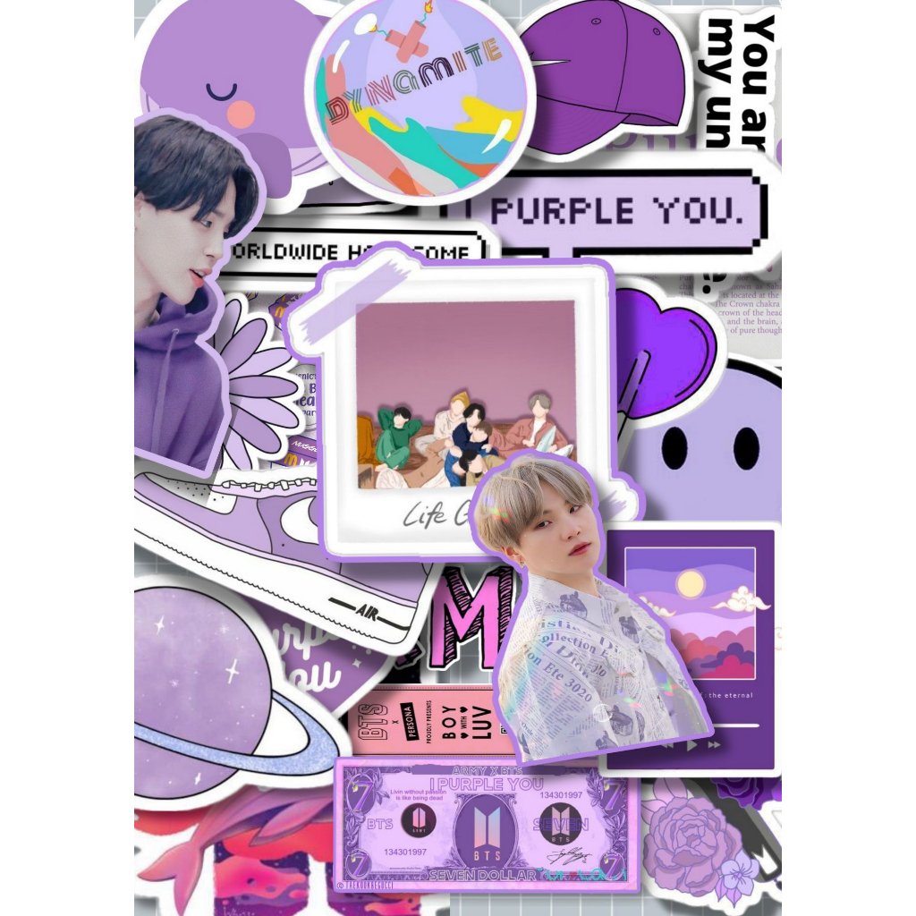 UNGU 20 PCS AESTHETIC STICKER STICKER BTS PURPLE BTS PURPLE STICKER ...