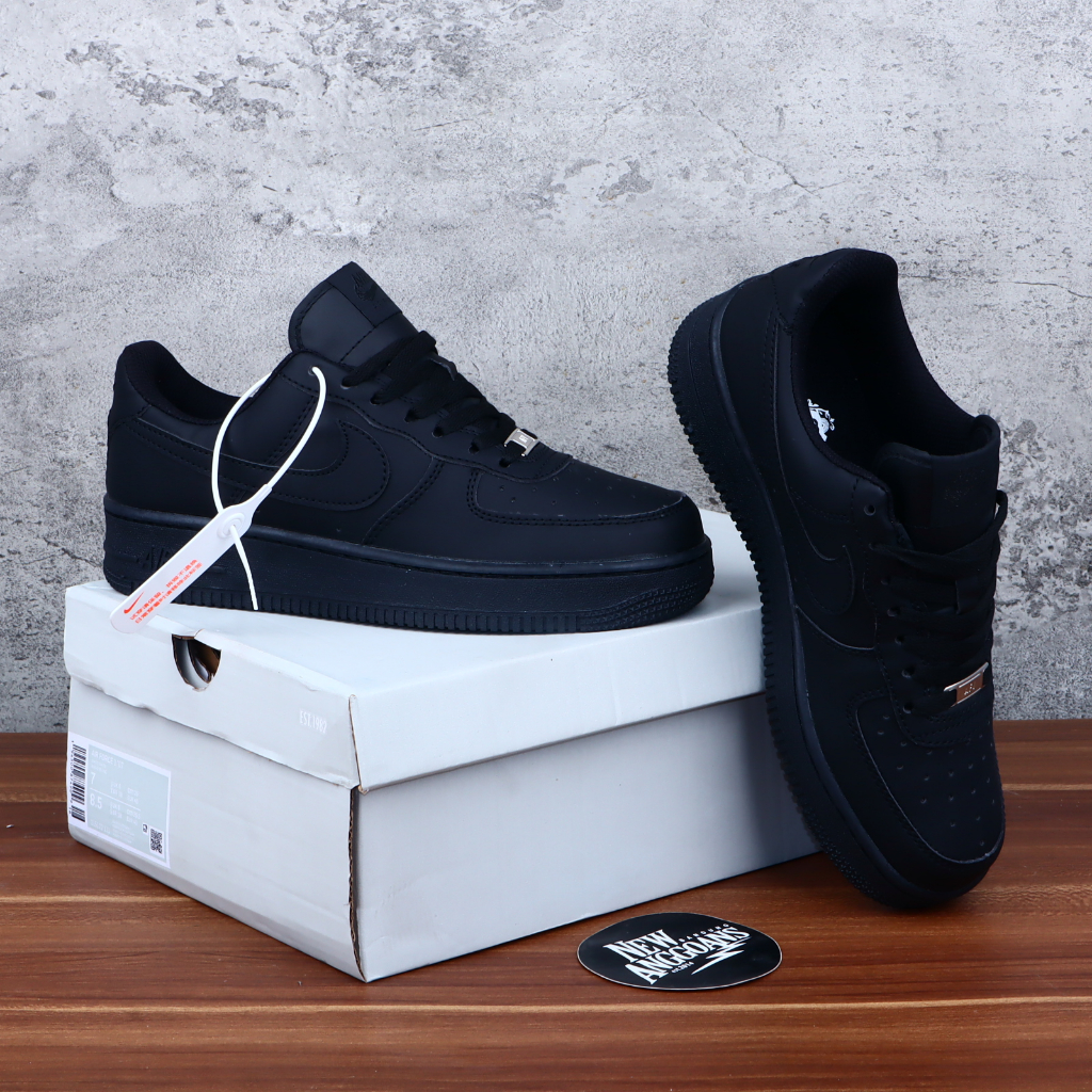 HITAM Air Force 1 One 07 Triple Shoes Full All Black Black | Shopee ...