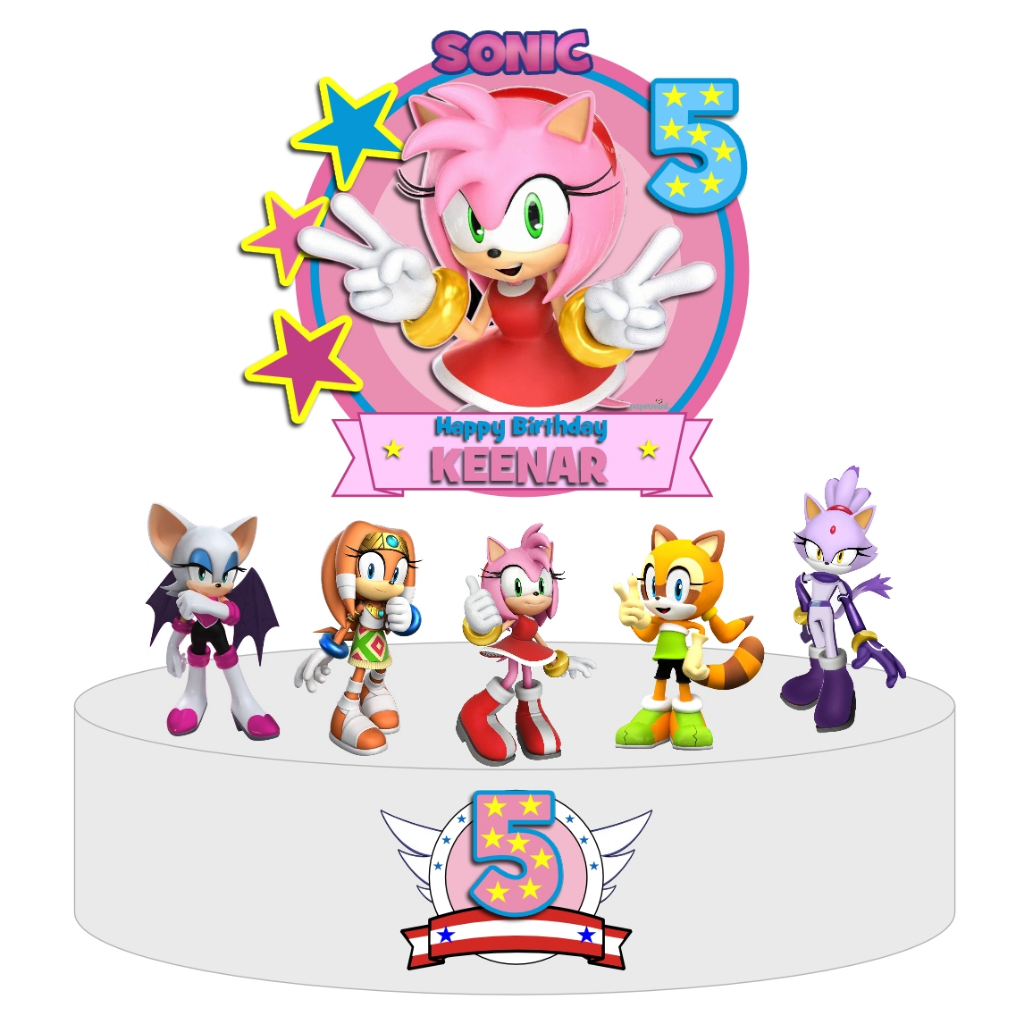Cake TOPPER INVITATION STICKER AMY ROSE SONIC PINK | Shopee Philippines