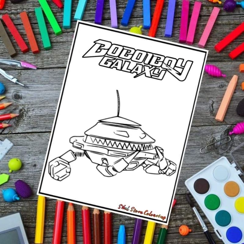 Boboiboy Robot Theme Kids Coloring Paper - Brief Card Paper | Shopee ...