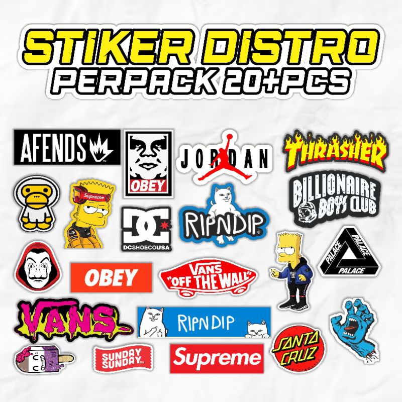 Sticker PACK DISTRO AESTHETIC BRANDED LOGO FOR MOTORCYCLE HELMET LAPTOP ...
