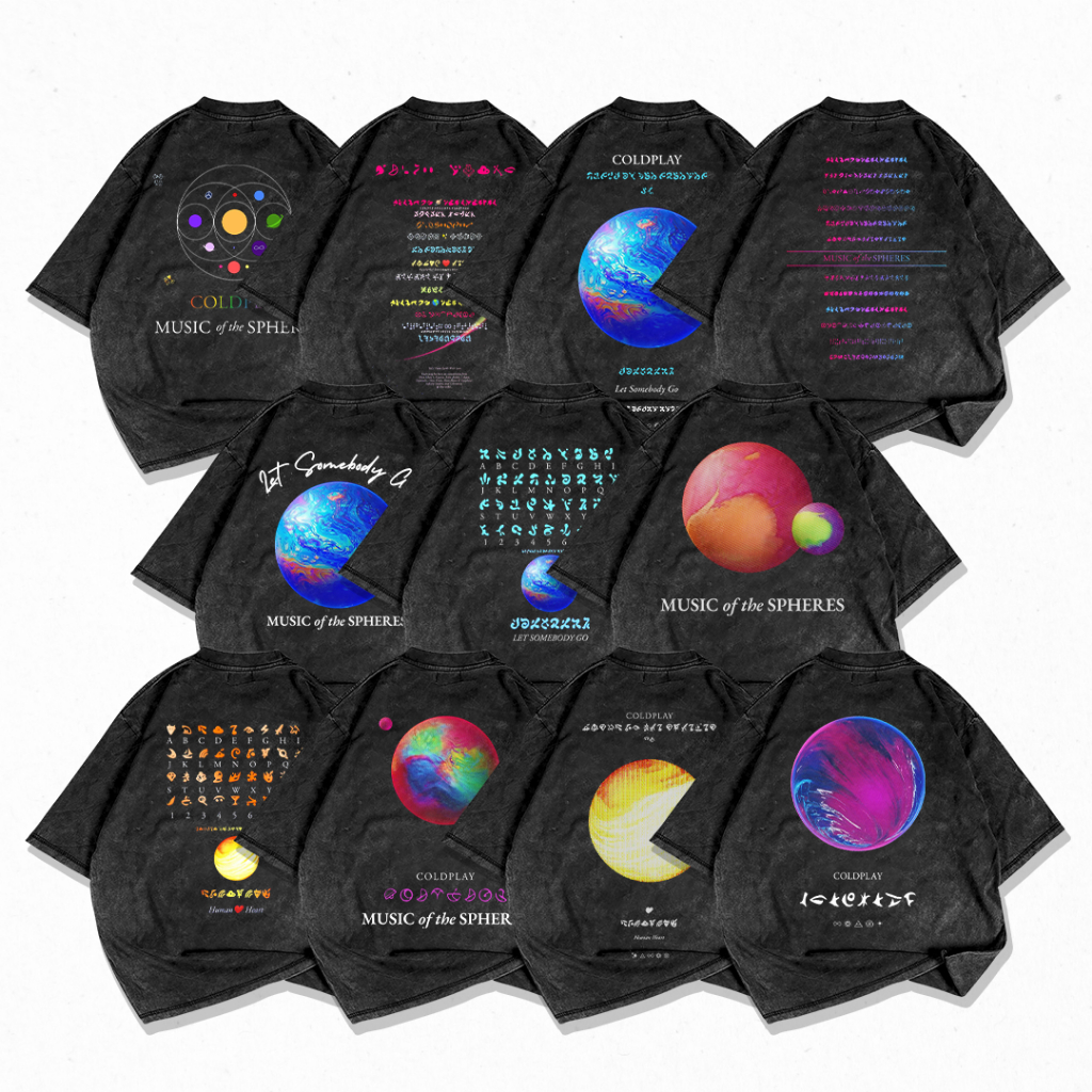 Washed Coldplay Music of the Spheres Oversized T-shirt | Washed T-Shirt ...