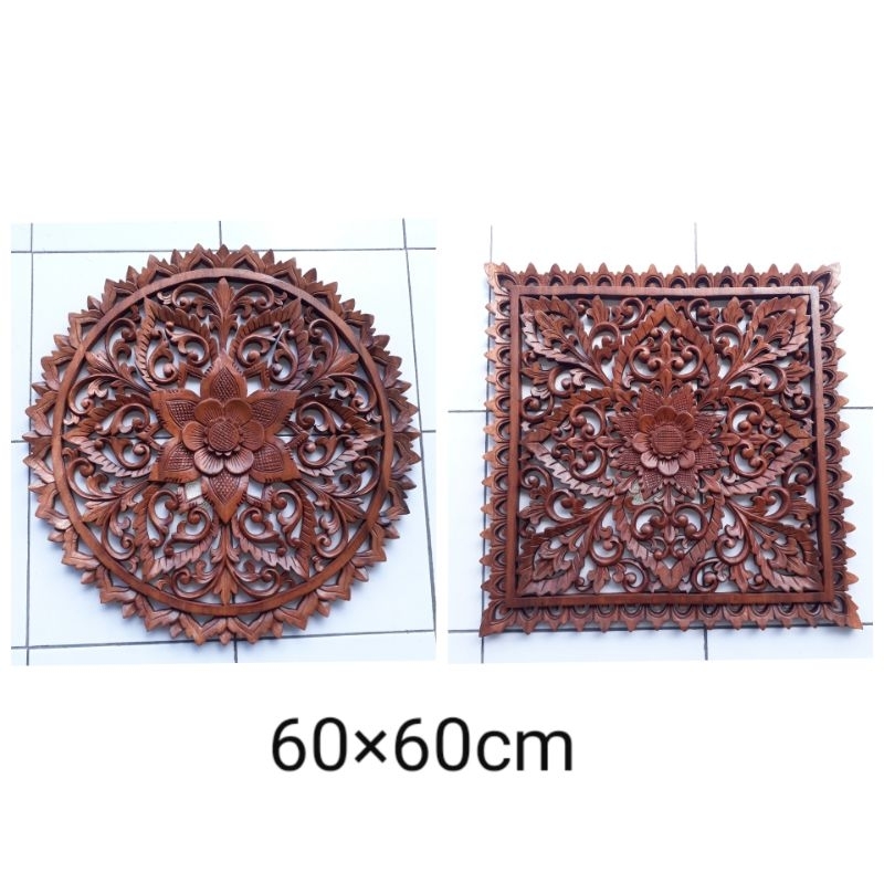 KAYU Balinese carved wooden Wall display diameter 60×60cm Wall decor ...