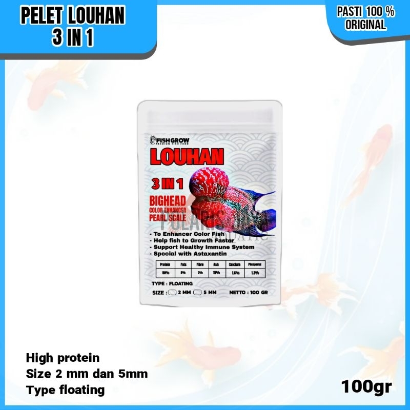 LOUHAN LOHAN FISH FEED PELLETS 3IN1 FLOATING 100GR 2MM 5MM | Shopee ...