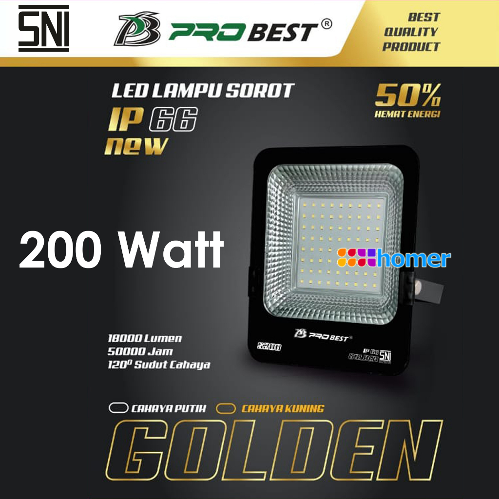 PROBEST Golden LED spotlight LED spotlight ip66 SNI waterproof 200w ...