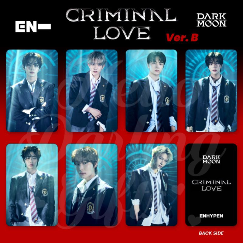 Enhypen Dark Moon Criminal Love OT7 Photocard Ver. B. Unofficial ...