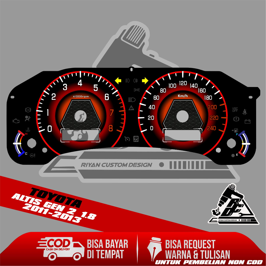 Custom speedometer board altis gen 2 1.8 2011 to 2013 custom ...