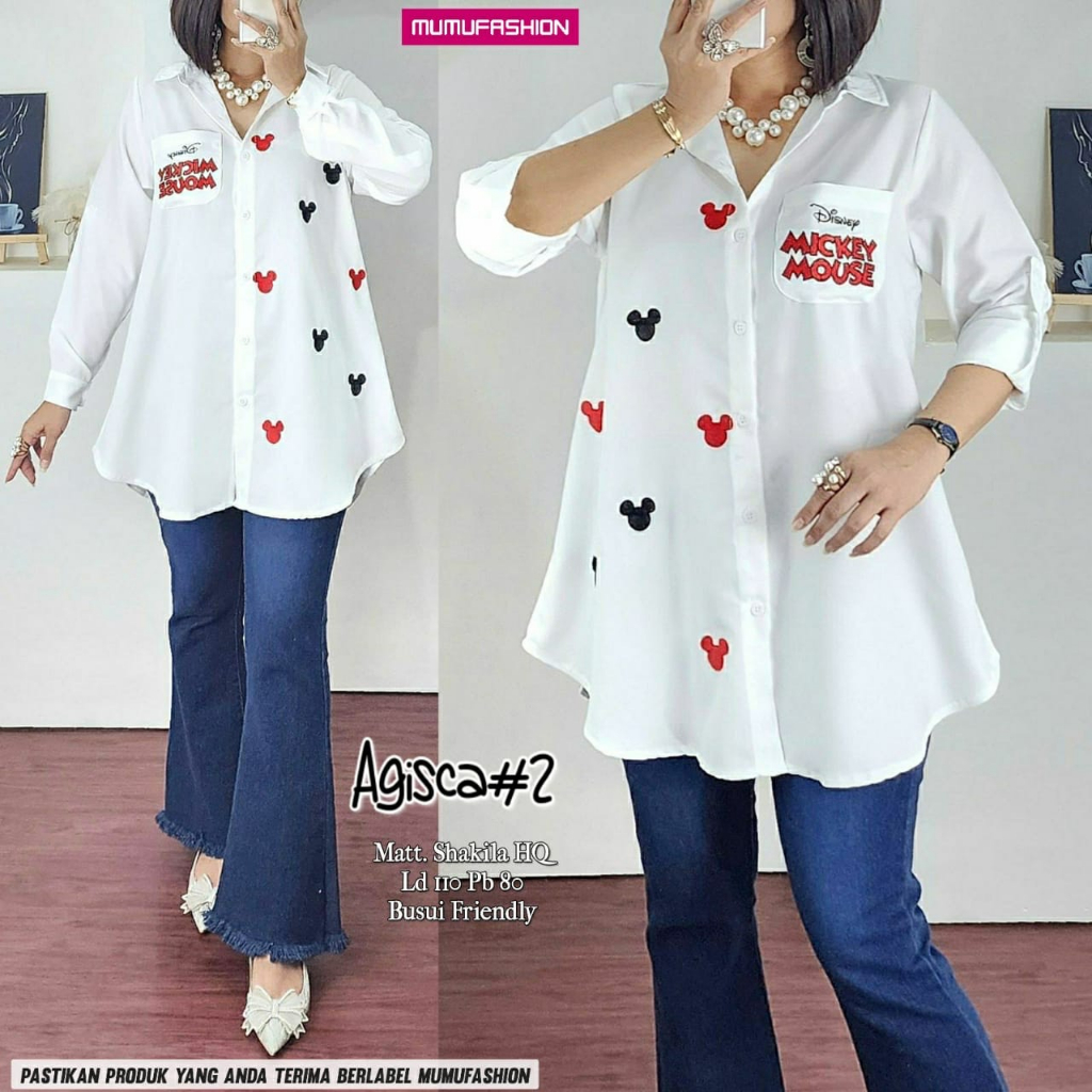 PUTIH KEMEJA Mumu - Women's White Shirt Jumbo Premium Import Agisca ...